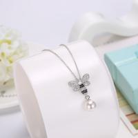 China Fashion ODM Butterfly Crystal 0.27in Pearl 3.93g Sterling Silver Jewelry Necklaces for sale