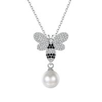 China Fashion ODM Butterfly Crystal 0.27in Pearl 3.93g Sterling Silver Jewelry Necklaces for sale
