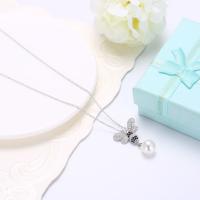 China Fashion ODM Butterfly Crystal 0.27in Pearl 3.93g Sterling Silver Jewelry Necklaces for sale