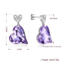 China 0.98x0.55in Sterling Silver Heart Earrings for sale