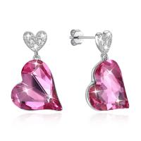 China 0.98x0.55in Sterling Silver Heart Earrings for sale