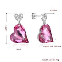 China 0.98x0.55in Sterling Silver Heart Earrings for sale