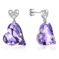 China 0.98x0.55in Sterling Silver Heart Earrings for sale