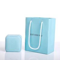 China 2.8X3.3X1.4in 0.8gram Jewelry Paper Packaging Recycled Blue Carton Velvet Jewelry Boxes for sale