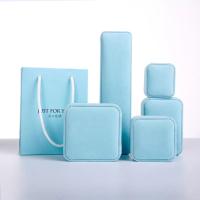 China 2.8X3.3X1.4in 0.8gram Jewelry Paper Packaging Recycled Blue Carton Velvet Jewelry Boxes for sale