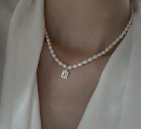 China 42cm Natural Freshwater Pearl Necklace 14.6g Chain With S925 Silver Pendant for sale