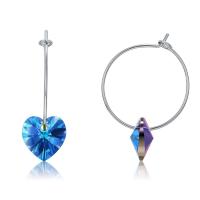 China 925 Sterling Silver Custom Hoop Earrings 20×10mm With Austrian crystal Crystal for sale