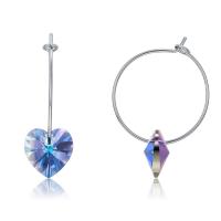 China 925 Sterling Silver Custom Hoop Earrings 20×10mm With Austrian crystal Crystal for sale