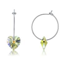 China 925 Sterling Silver Custom Hoop Earrings 20×10mm With Austrian crystal Crystal for sale
