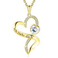 China 18in 0.29oz Double Heart Shaped Necklace Gold Endless Love With White Austrian crystal Crystal for sale