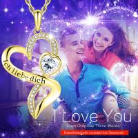 China 18in 0.29oz Double Heart Shaped Necklace Gold Endless Love With White Austrian crystal Crystal for sale