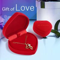 China 18in 0.29oz Double Heart Shaped Necklace Gold Endless Love With White Austrian crystal Crystal for sale