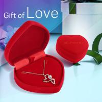 China Rose Gold Crystal Double Heart Necklace 18in 0.29oz Austrian crystal Crystals Rhodium Plated for sale