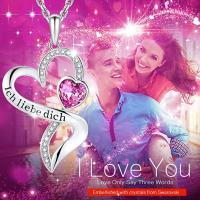 China 925 Sterling Silver Personalized Double Heart Necklace Rhodium Plated Austrian crystal Crystals for sale