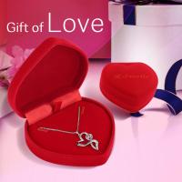 China Engraved Sterling Silver Heart Pendant Necklace With Purple Austrian crystal Crystal for sale