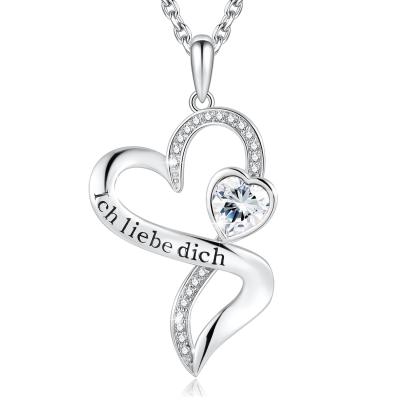 China Girls' Double Heart Infinity Necklace 925 Sterling Silver White Austrian crystal Crystal for sale
