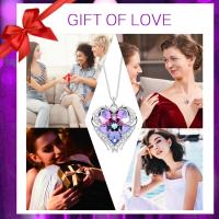 China Austrian crystal Crystal Silver Heart Pendant Necklace 925 Infinity Double Heart Necklace for sale