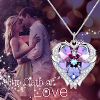 China Austrian crystal Crystal Silver Heart Pendant Necklace 925 Infinity Double Heart Necklace for sale