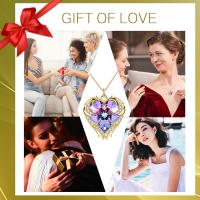 China 18 Inch 8.2 Austrian crystal Necklace Big Heart Necklace Crystal Rose Gold Colorful Crystal Womens Necklaces Gold for sale