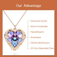 China 18 Inch 8.2 Silver Jewelry Big Heart Necklace With Austrian crystal Crystal Gold Colorful Crystal Trendy Necklace for sale