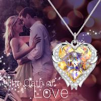 China 18 Inch 8.2 Gifts For Mom From Daughter Big Heart Necklace With Austrian crystal Yellow Crystal Necklace For Girlfriend for sale