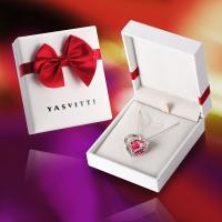 China Lead Free Sterling Silver Heart Pendant Necklace 1.18x0.98in Austrian crystal Pink Crystal for sale