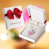 China 1.18x0.98in Double Heart Shape Pendant Silver Plated With Austrian crystal Crystals for sale