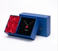 China 115*115*110 mm 0.406 kg Rose Flower Gift Jewelry Box Packaging Jewelry Box Necklace Box Earring Box Ring Box for sale