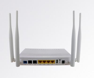 China GPON ONU HGU Router 4GE 4 External Antennas Dual Band WiFi 1200Mbps 240VAC for sale