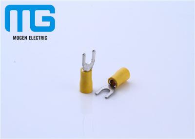 China SV5.5 copper electrical insulated spade Insulated Wire Terminals Tin plated TU-JTK yellow color PVC for sale