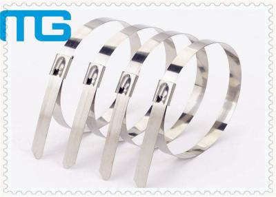 China Naked Cable Accessories Ball Lock Stainless Steel Cable Ties 4.6 X 450mm for sale