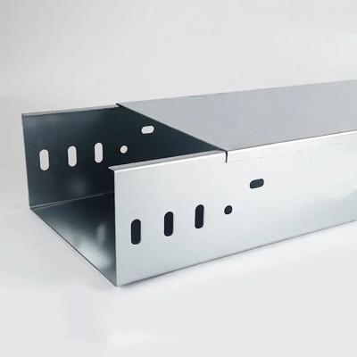 China Galvanized Non flammable Cable Tray Custom Length Solid Bottom Cable Tray with Connectors for sale