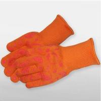 China Silicone Coated Heat Resistant BBQ Gloves Mixed Fibre Liner Knit Wrist Cuff for sale