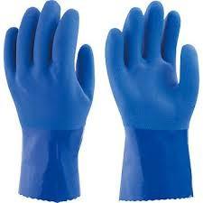 China Non Powdered Oil Resistant Work Gloves Blue Color No Latex Allergy Problems for sale