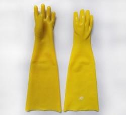 China Long Sleeve Oil Proof Work Gloves Yellow Color Suitable For Both Men And Women for sale