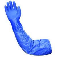 China Heat And Oil Resistant Gloves , Long Blue Work Gloves Excellent Dexterity for sale