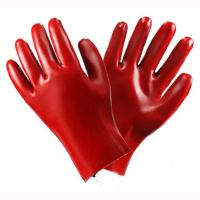 China Red Food Industry PVC Work Gloves Designed For Easy Movement Continuous Wear for sale