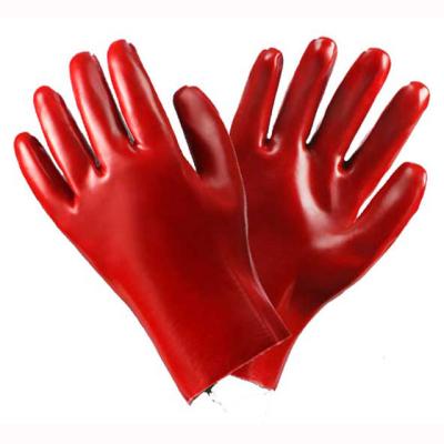 China Red Food Industry PVC Work Gloves Designed For Easy Movement Continuous Wear for sale