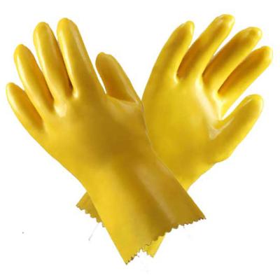 China High Durability PVC Work Gloves , Yellow Color Waterproof Work Gloves for sale