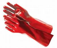 China Red Color PVC Work Gloves , PVC Gloves Chemical Resistance Good Mechanical Resistance for sale