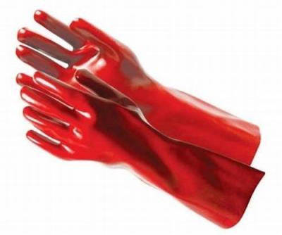 China Red Color PVC Work Gloves , PVC Gloves Chemical Resistance Good Mechanical Resistance for sale