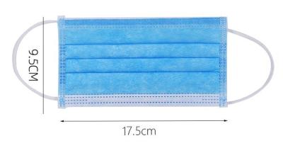 China 17.5cmX9.5cm 3 Ply Earloop Disposable Protective Mask for sale