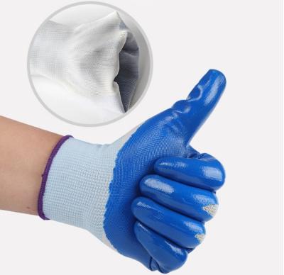 China 43 Grams Polyester Liner Nitrile Work Gloves High Temperature Resistance for sale