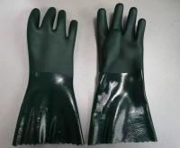 China EN374 Sandy Finish Double Dipped Pvc Knit Wrist Gloves Fully Coated for sale