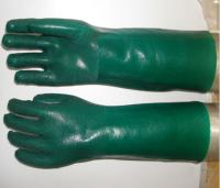 China EN374 Sandy Finish Double Dipped Pvc Knit Wrist Gloves Fully Coated for sale