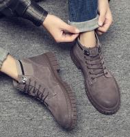China KHAKI Pig Leather Tooling Lace Up Comfortable Stylish Sneakers Martin Boots for sale
