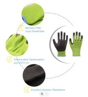 China Unisex 13G Garden Bamboo Fiber PU Work Gloves  Alkali Resistance for sale