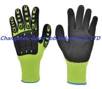 China Oilfield HPPE Impact Sandy Nitrile Coating TPR Anti Impact Cut Resistant Gloves for sale