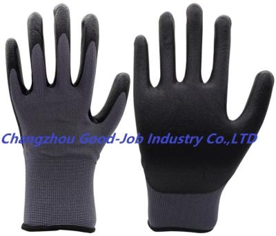 China 15G Superfine Foam Nitrile Rubber Palm Coated Work Gloves With CE EN388: 4121 for sale