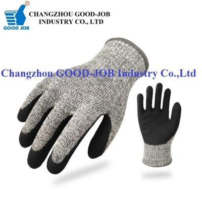 China Double Dipped Gloves Sandy Nitrile Palm Coated 4443D Anti Cut Gloves for sale